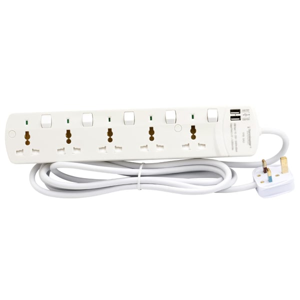 Buy Terminator 5 Way Universal Power Extension Socket TPB 5AU White ... Buy Terminator 5 Way Universal Power Extension Socket TPB 5AU White ...