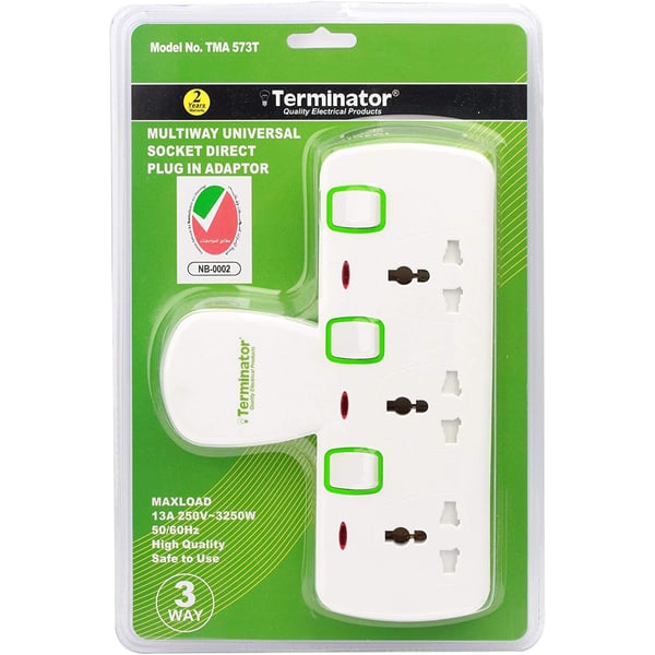 Buy Terminator 3 Way Universal Plug Sockets Online in UAE | Sharaf DG Buy Terminator 3 Way Universal Plug Sockets Online in UAE | Sharaf DG