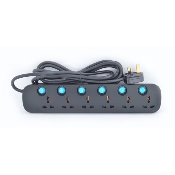 Terminator Brand Universal Power Extension Socket - 6 Way 3m Terminator Brand Universal Power Extension Socket - 6 Way 3m